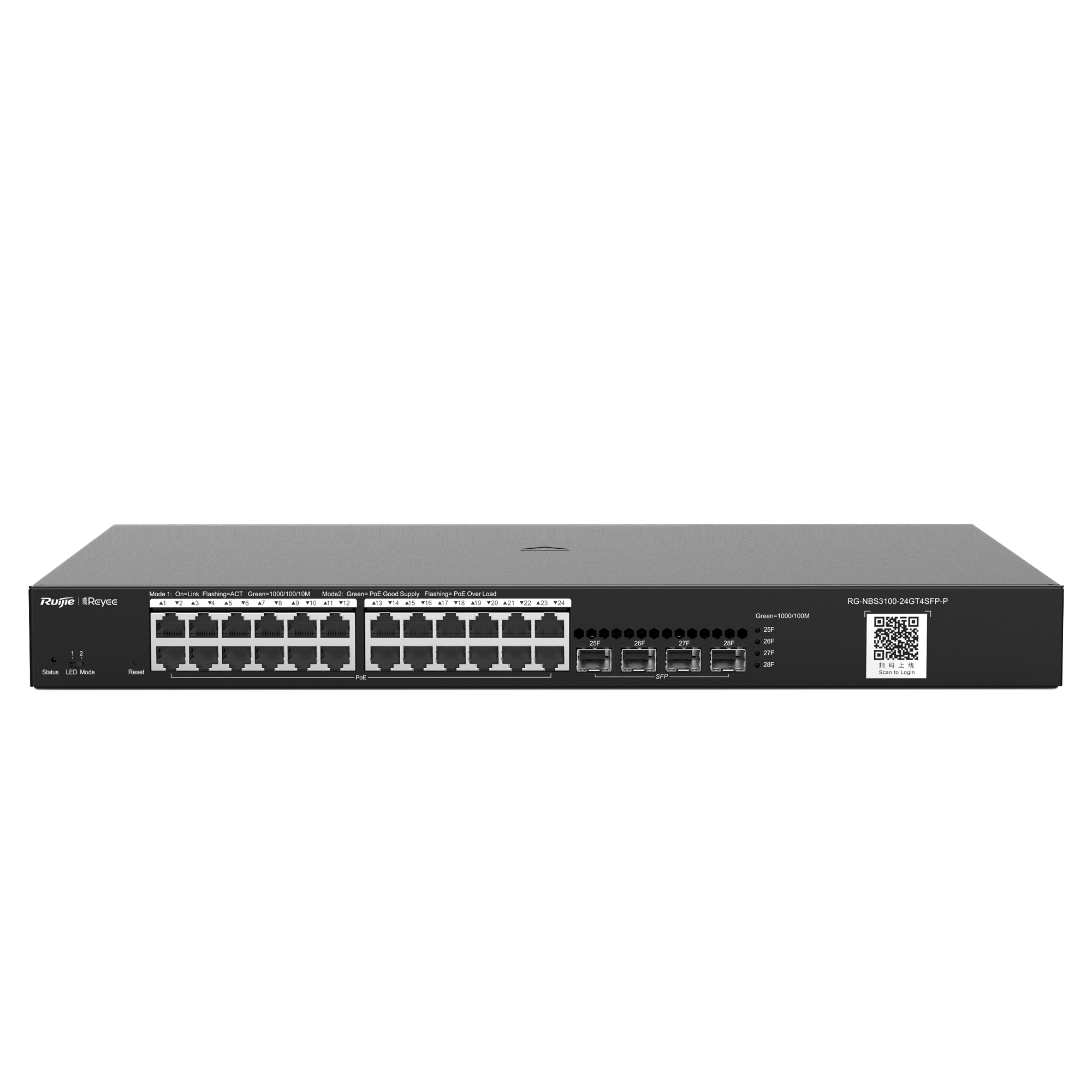 Reyee Switch PoE Cloud Layer 2 - 24 porte PoE Gigabit+ 4 SFP Gigabit ...