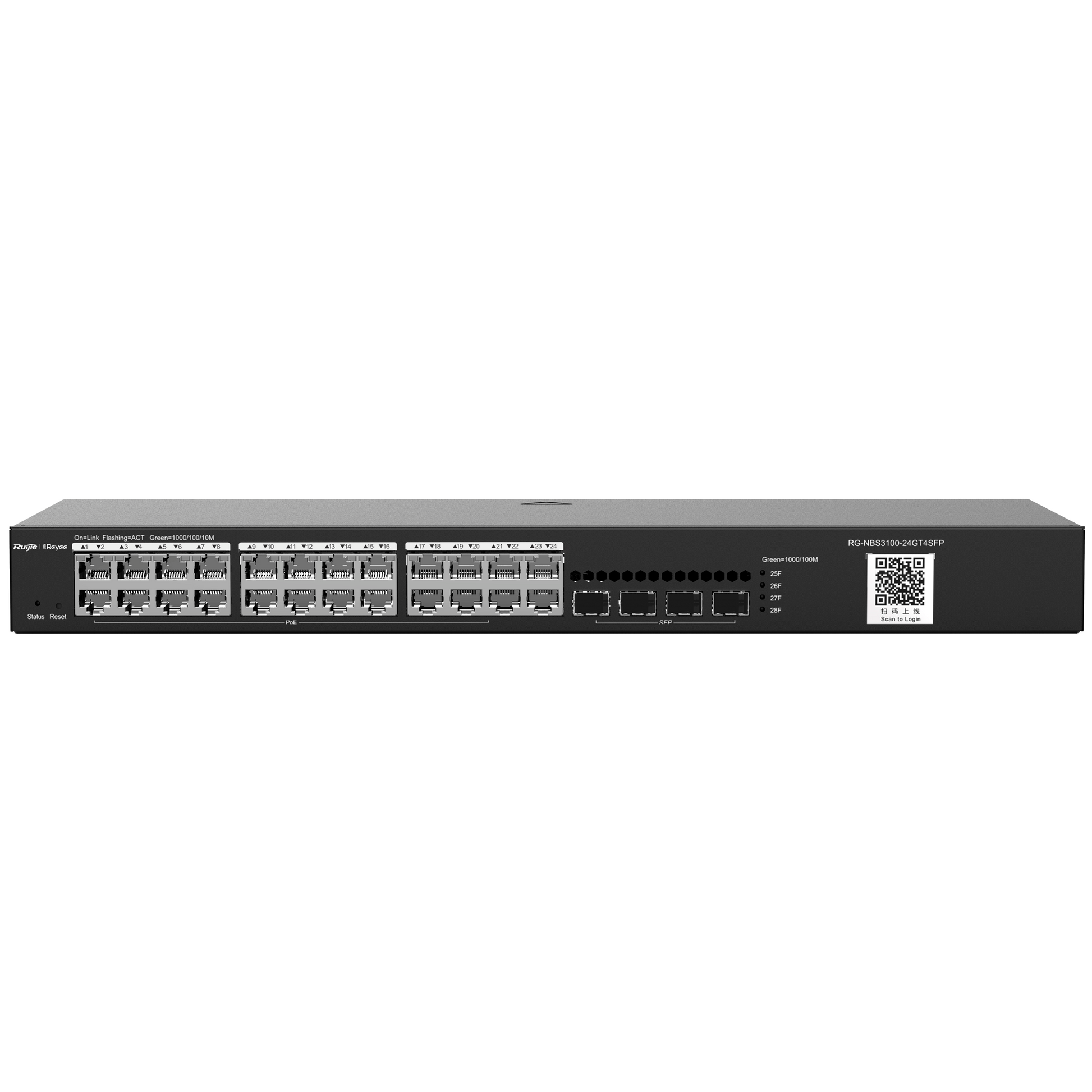 Reyee Switch Cloud Layer 2 - 24 RJ45 Gigabit ports - 4 SFP Gigabit ...